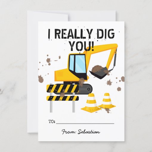 Construction Kids Classroom Valentine Day Card | Zazzle