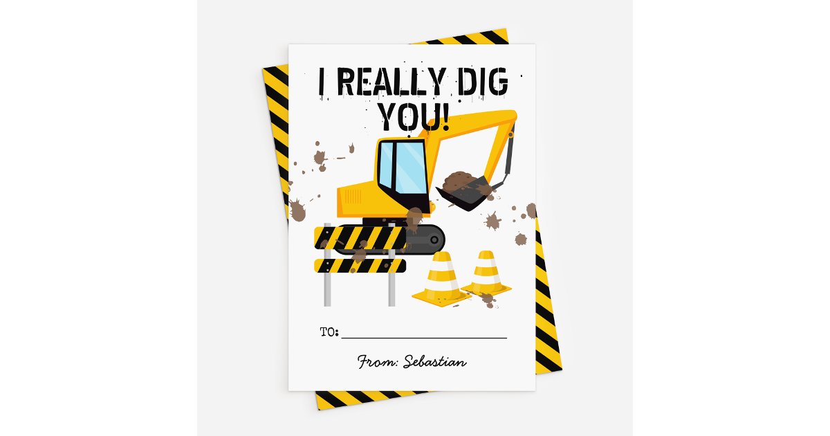 Construction Kids Classroom Valentine Day Card | Zazzle