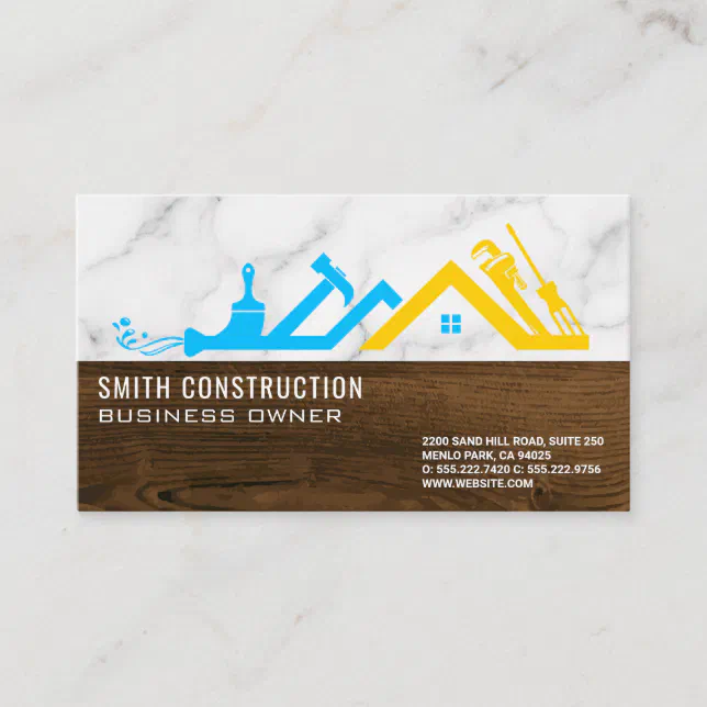 Construction Logo | Carpentry Handyman Business Card | Zazzle