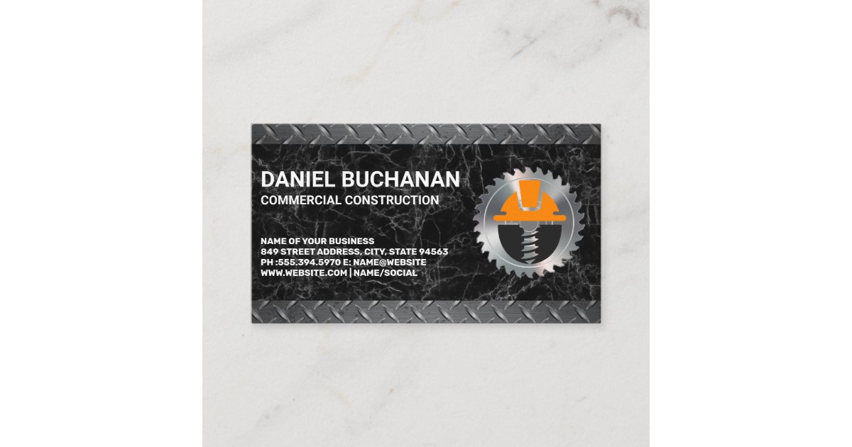 Construction Logo | Steel Business Card | Zazzle