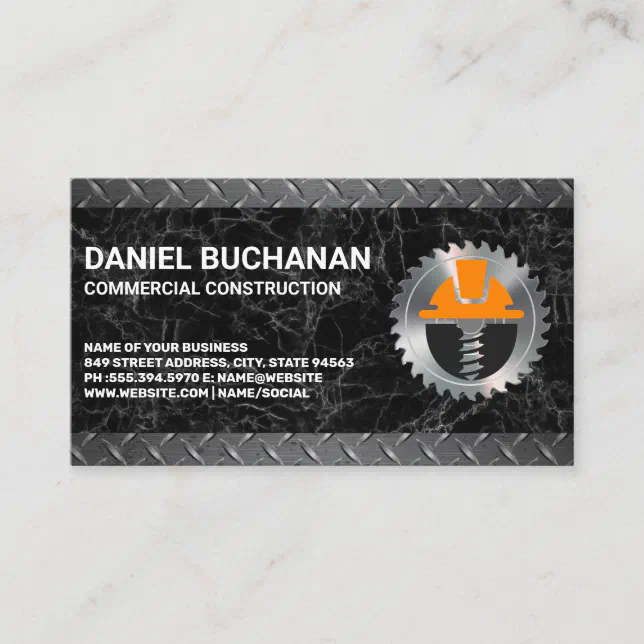 Construction Logo | Steel Business Card | Zazzle