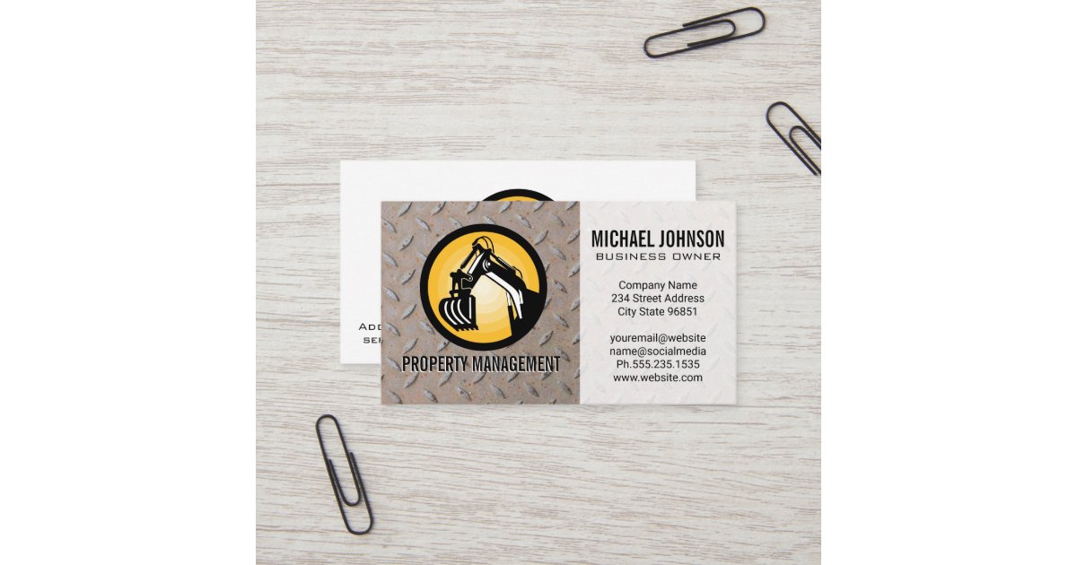 Construction Machinery Logo | Steel Business Card | Zazzle