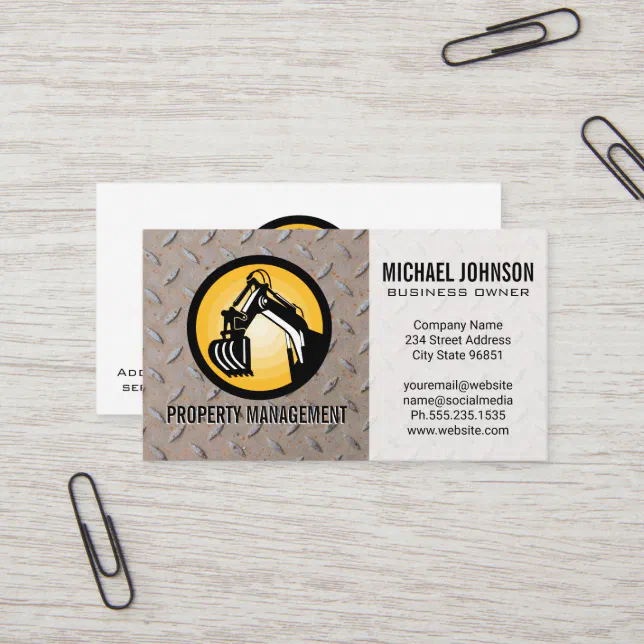 Construction Machinery Logo | Steel Business Card | Zazzle