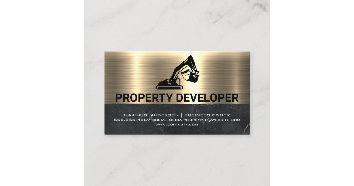 Construction Machinery | Metallic Gold Business Card | Zazzle