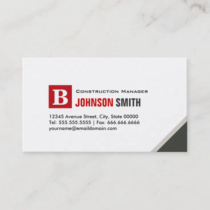 Construction Manager - Simple Chic Red Business Card | Zazzle