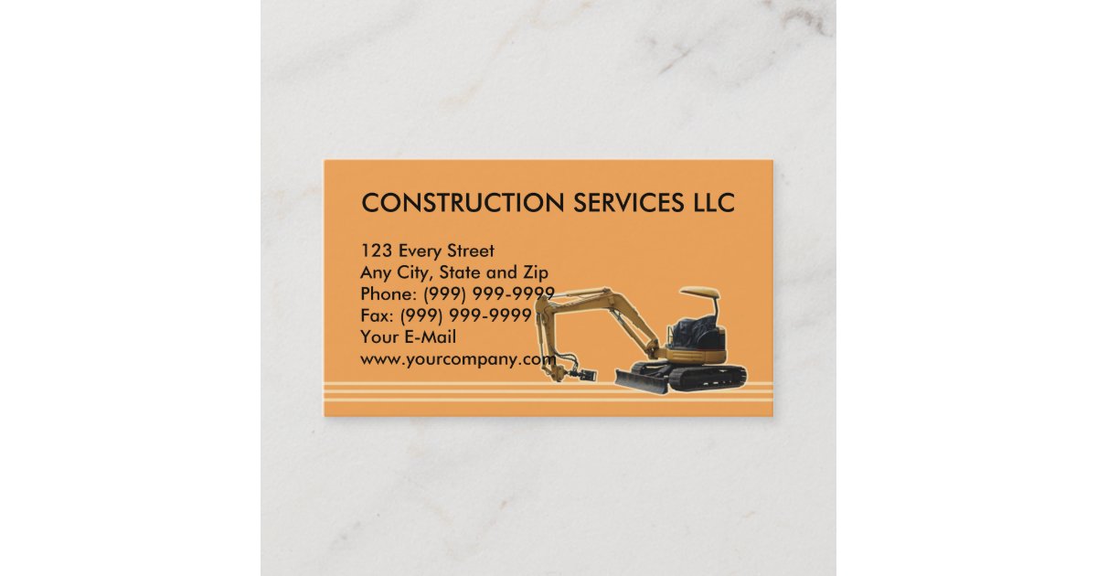 construction mechanical digger business card | Zazzle