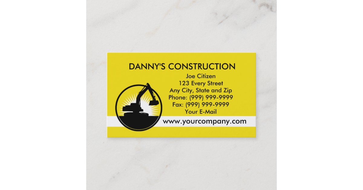 construction mechanical digger excavator business card | Zazzle