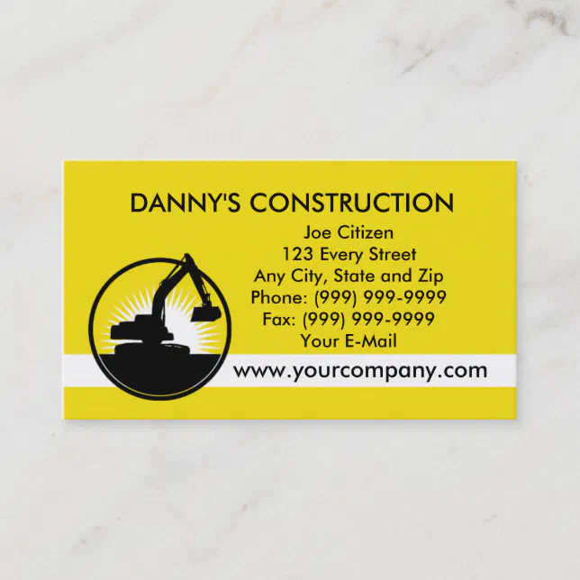 construction mechanical digger excavator business card | Zazzle