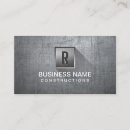 Construction Metal Monogram Professional Modern Business Card | Zazzle