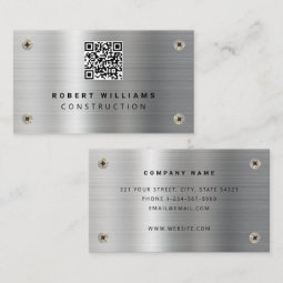Construction Metal QR Code Business Card | Zazzle
