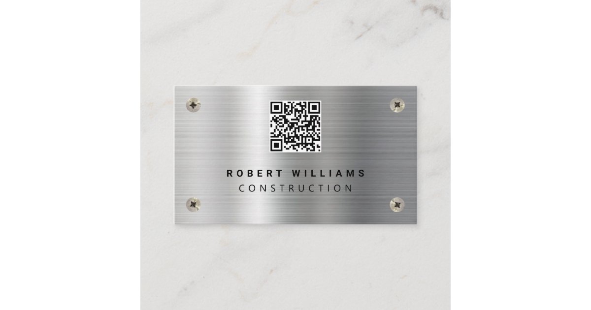 Construction Metal QR Code Business Card | Zazzle