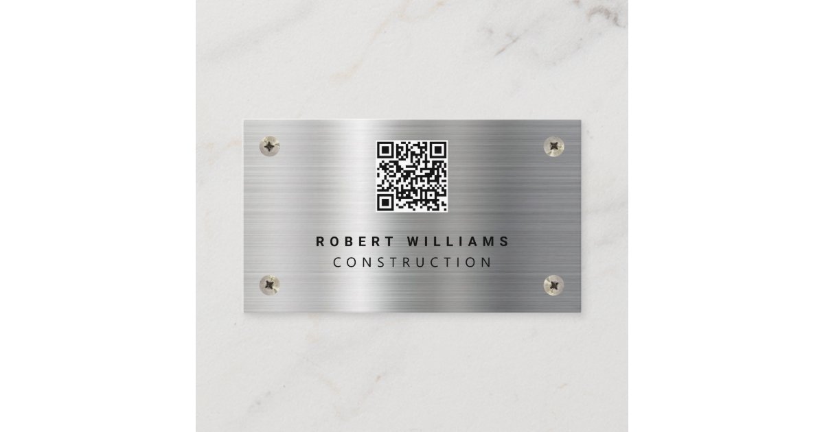 Construction Metal QR Code Business Card | Zazzle