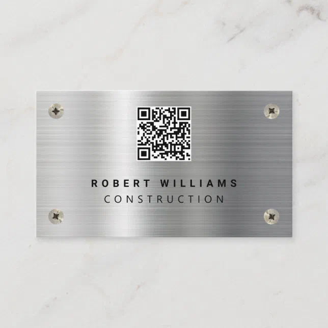 Construction Metal QR Code Business Card | Zazzle