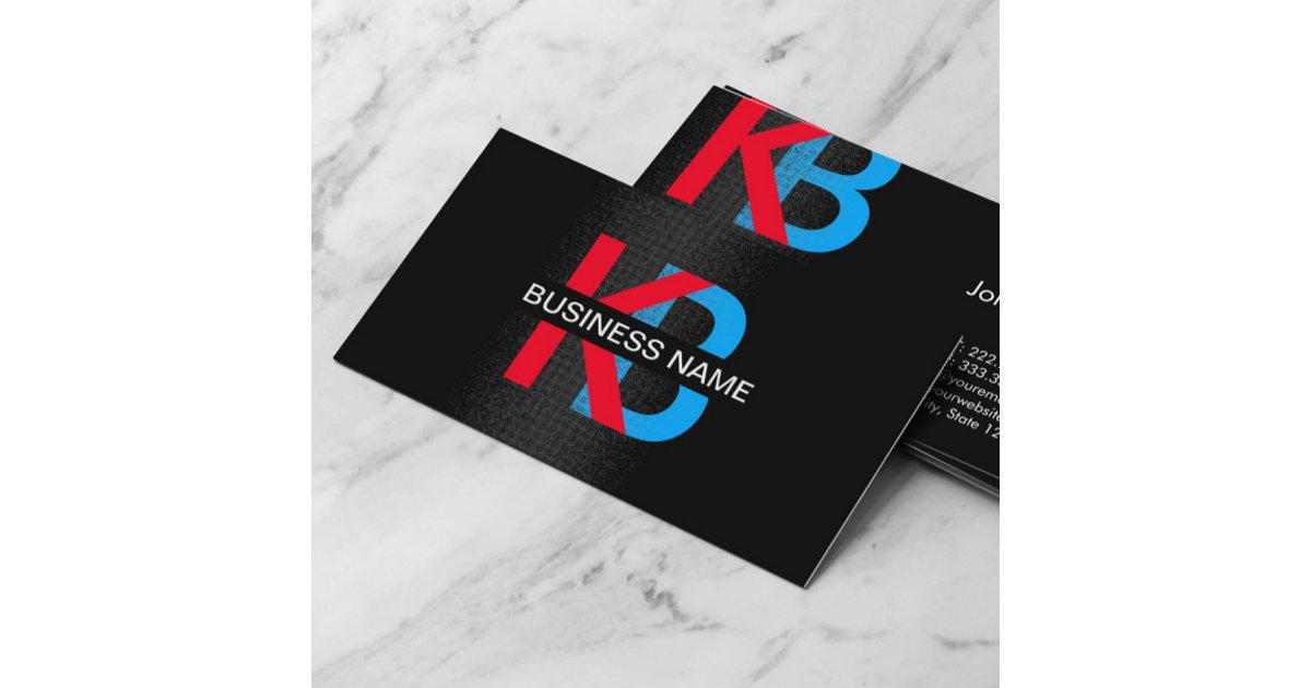 Construction Monogram Blue & Red Business Card | Zazzle