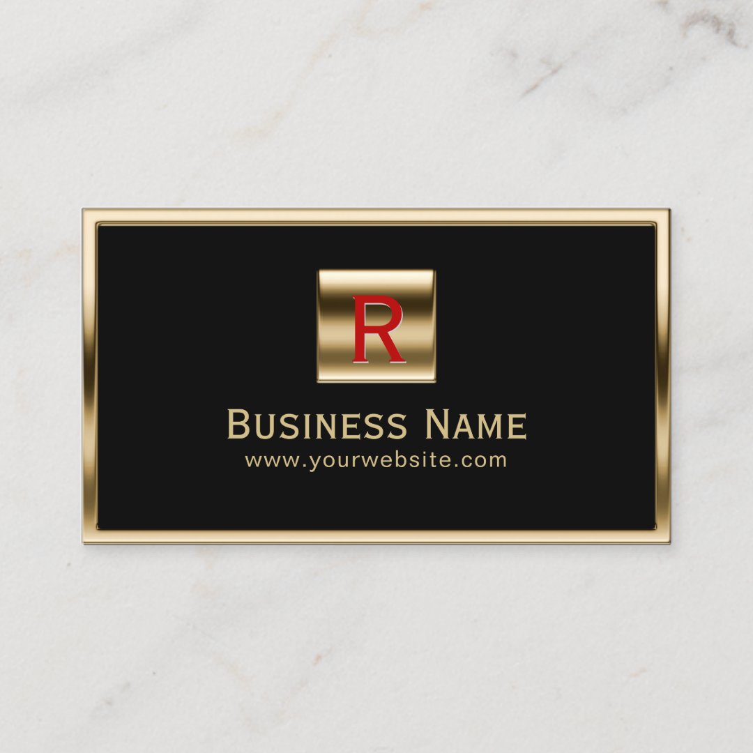 Construction Monogram Gold Framed Professional Business Card | Zazzle