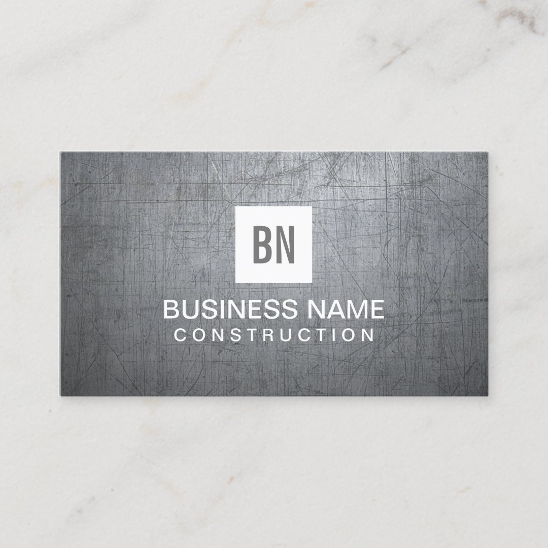 Construction Monogram Grunge Metal Professional Business Card | Zazzle