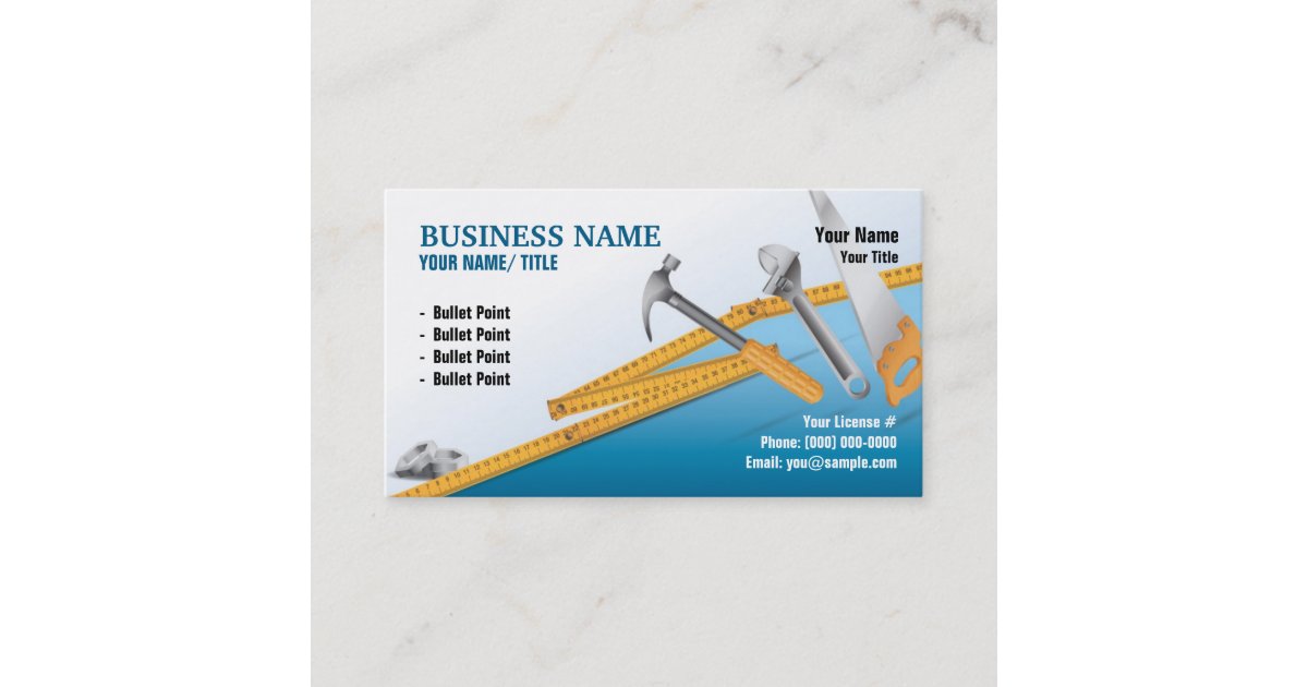 Construction or Handy Man Business Card 2 | Zazzle