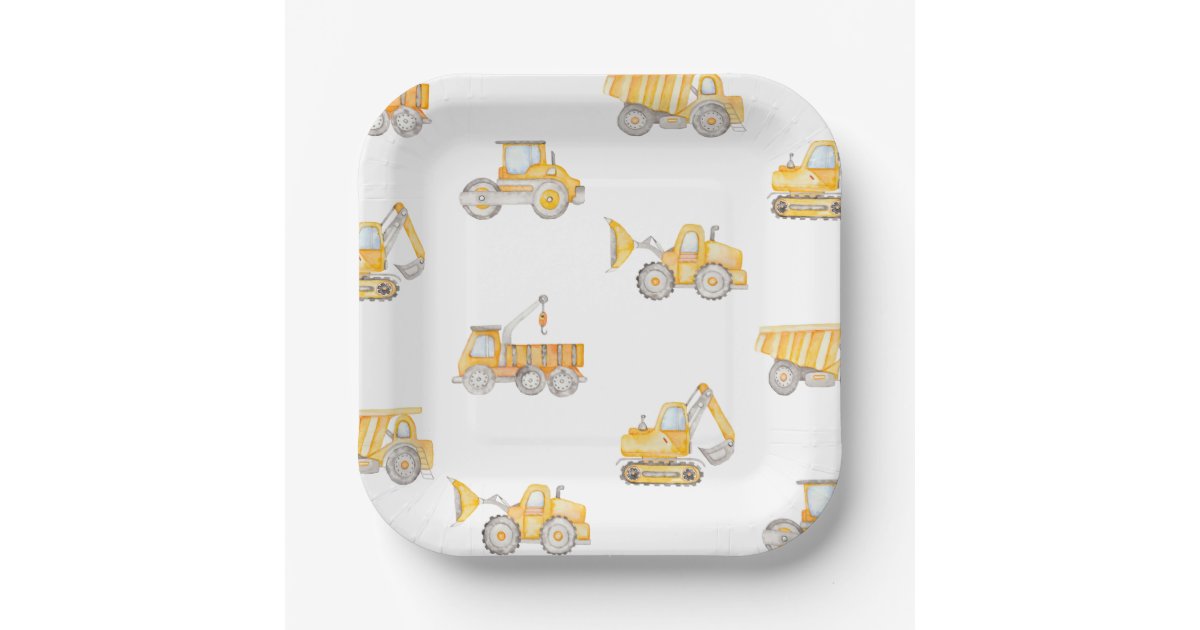 Construction Paper Plates | Construction Birthday | Zazzle