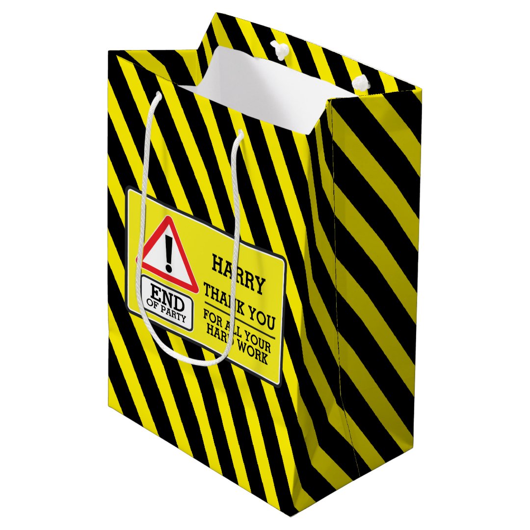 Construction party guest worker chervon gift bag | Zazzle