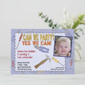 Construction Party Invitation with Photo | Zazzle