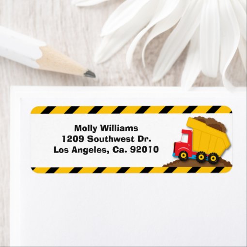 Construction Party Return Address Labels | Zazzle