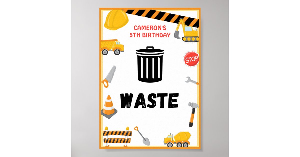 Construction Party Sign, Birthday, Baby Shower Pos Poster | Zazzle