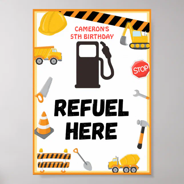 Construction Party Sign, Birthday, Baby Shower Pos Poster | Zazzle