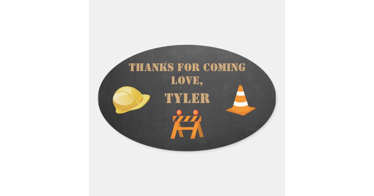 Construction Party Thank You Sticker | Zazzle