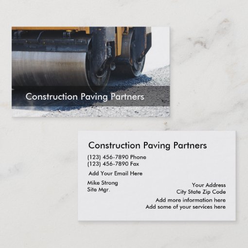 Construction Paving Business Card | Zazzle