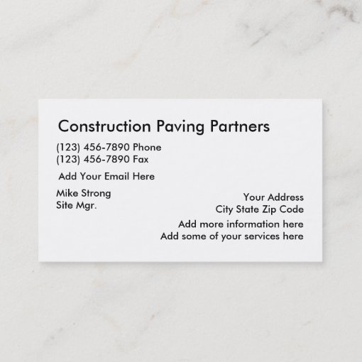 Construction Paving Business Card | Zazzle