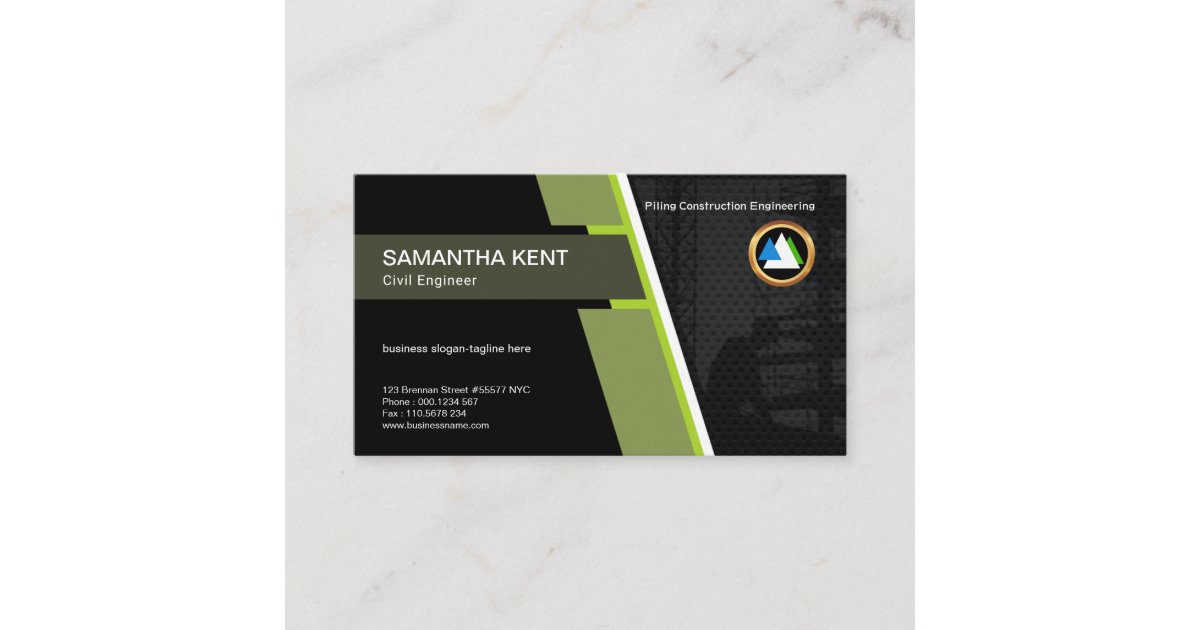 Construction Piling Bold Concise Modern Engineer Business Card | Zazzle