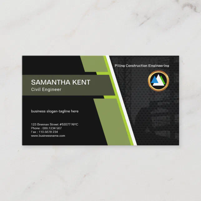 Construction Piling Bold Concise Modern Engineer Business Card | Zazzle