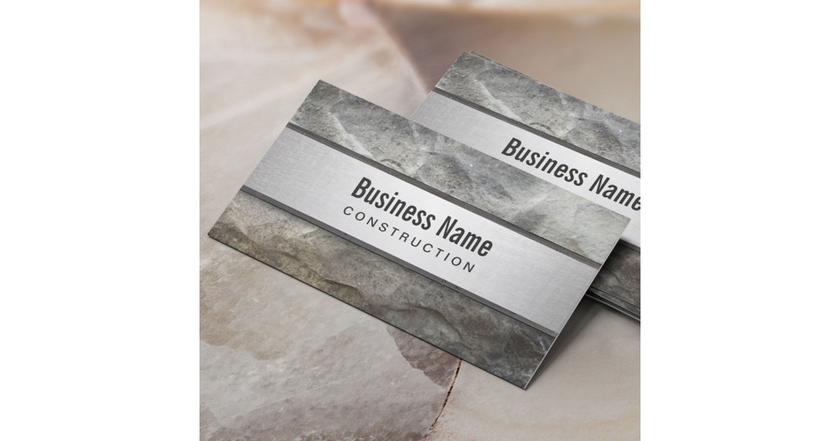 Construction Professional Metal & Stone Business Card | Zazzle