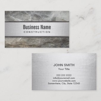Construction Professional Metal & Stone Business Card | Zazzle