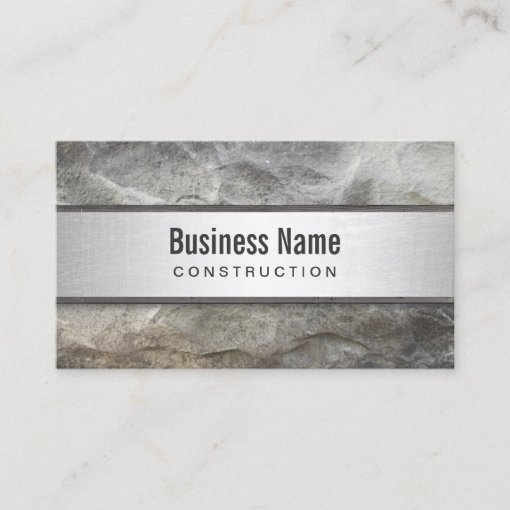 Construction Professional Metal & Stone Business Card | Zazzle