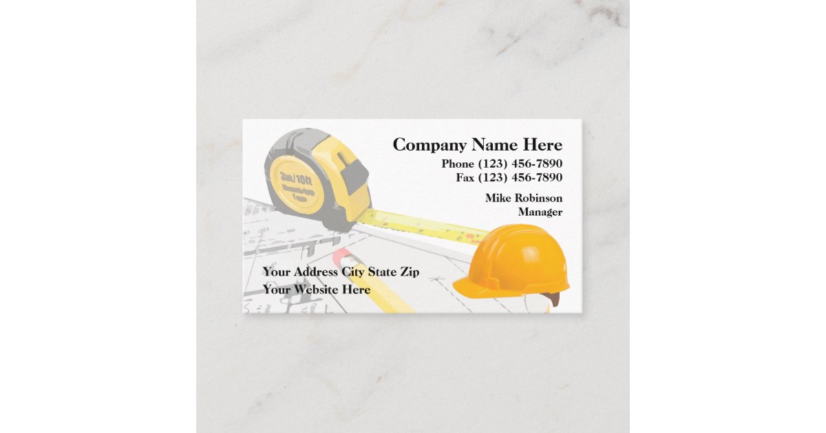Construction Real Estate Developer Business Card | Zazzle.com