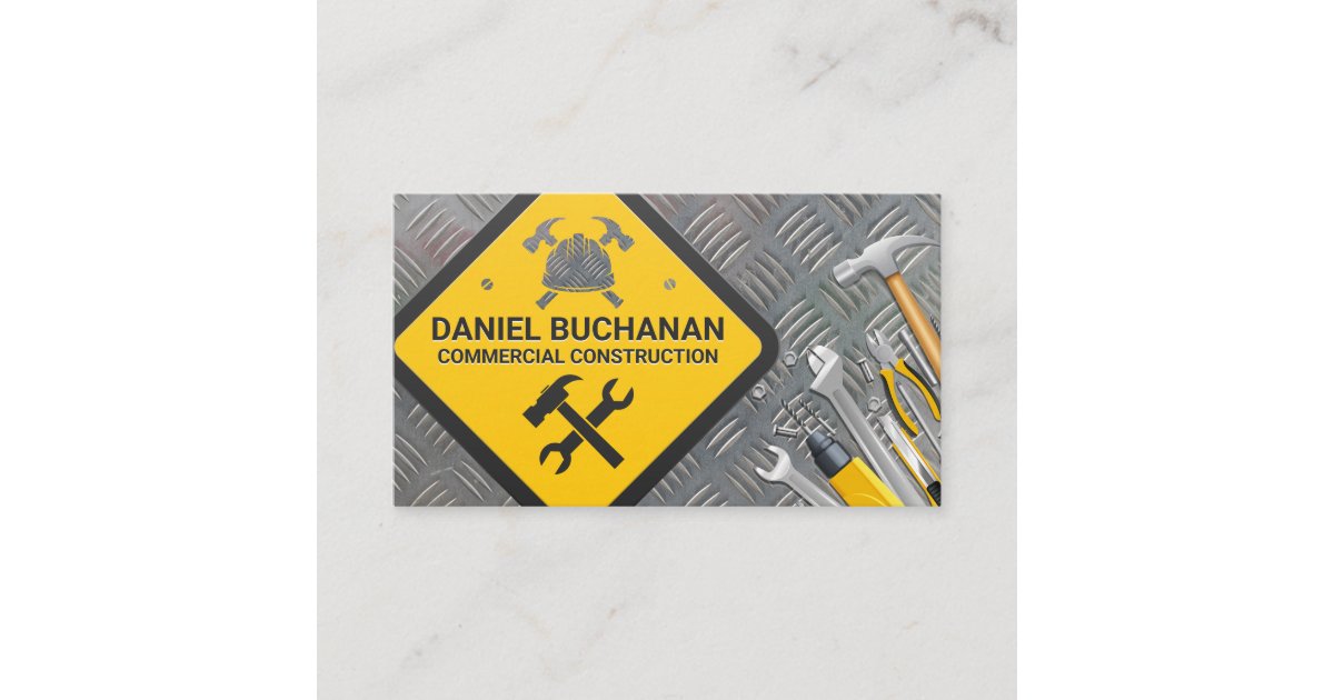 Construction Sign | Hardware Tools | Steel Business Card | Zazzle