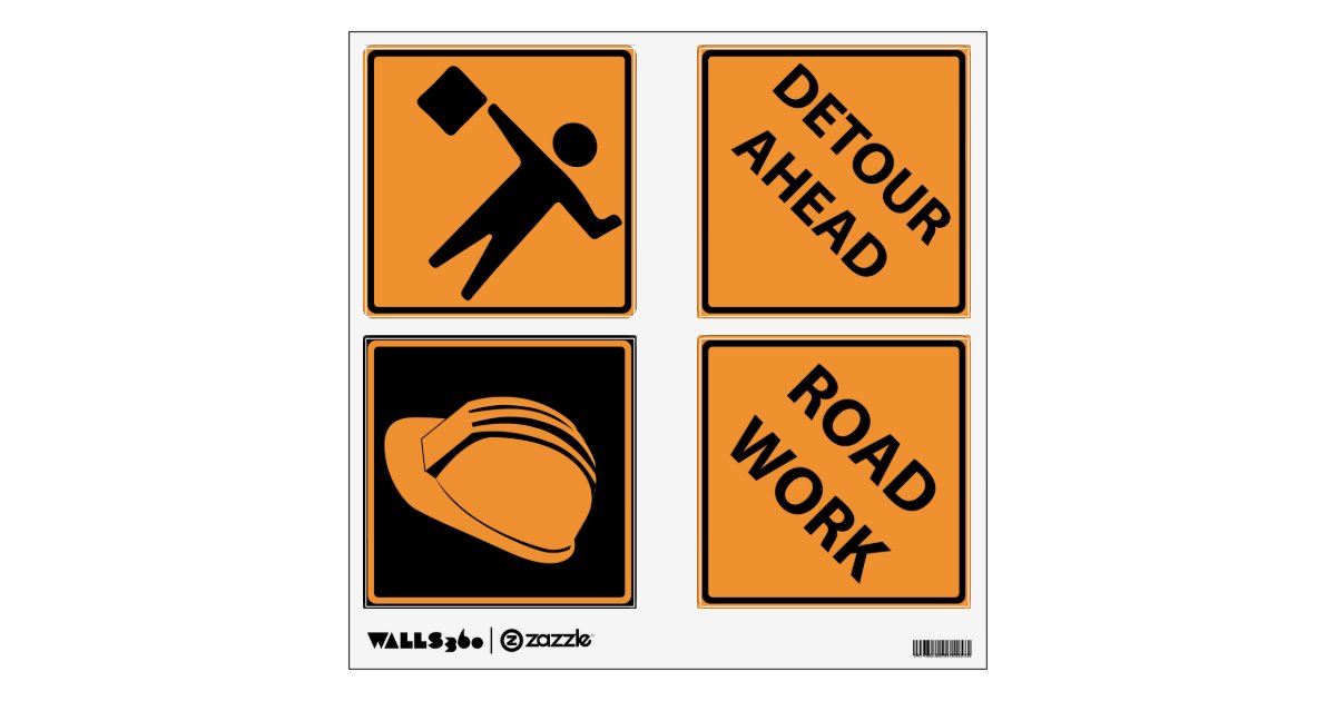 Construction Signs Wall Decals | Zazzle