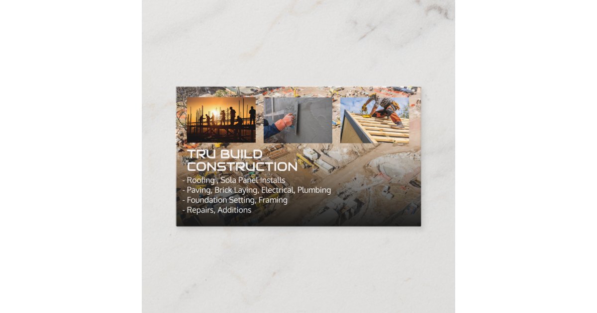 Construction Site | Roofer | Paver | Workers Business Card | Zazzle