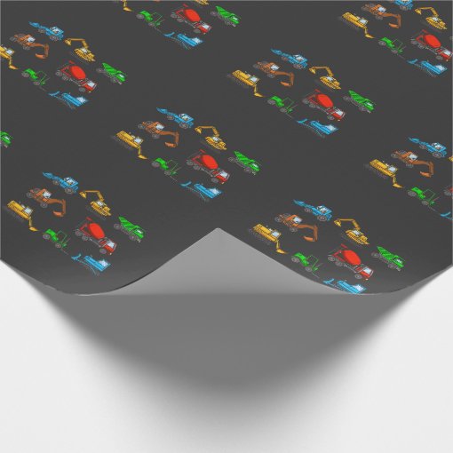 Construction site vehicles excavator forklift wrapping paper | Zazzle