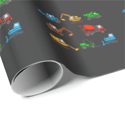 Construction site vehicles excavator forklift wrapping paper | Zazzle
