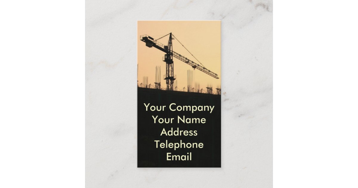Construction Site with Large Crane Business Card | Zazzle