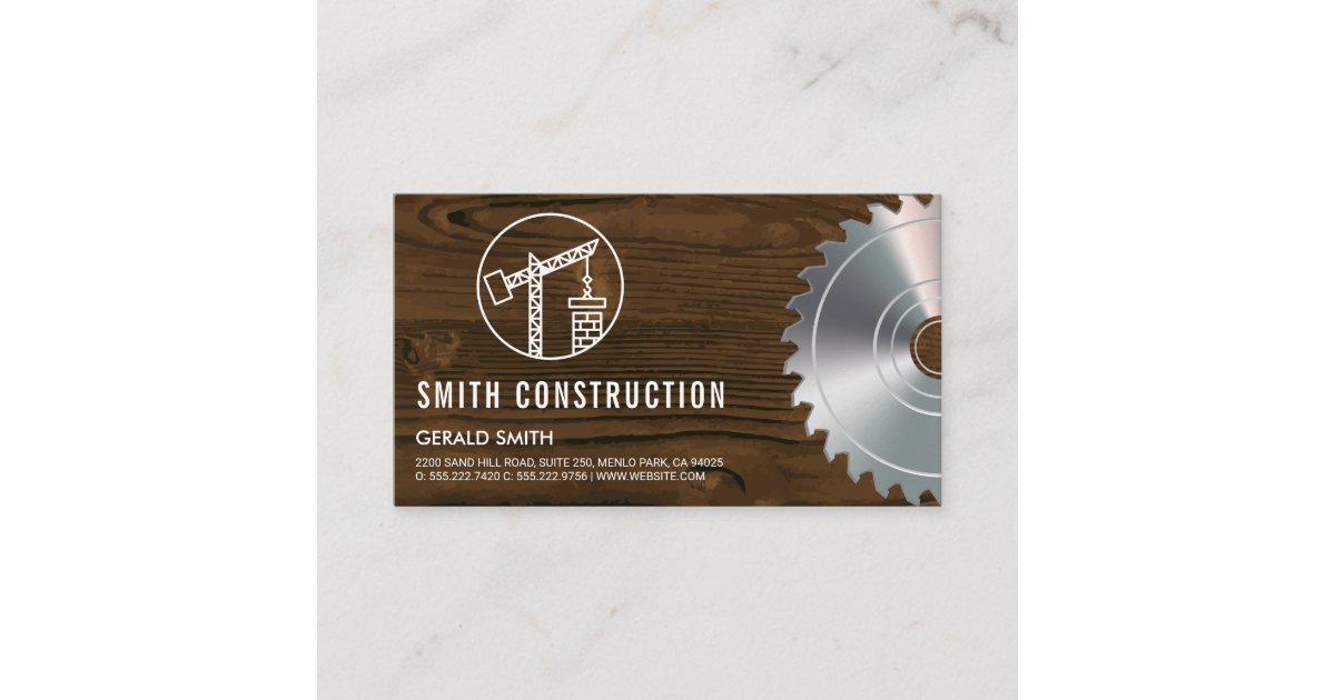 Construction Site | Wood and Saw Business Card | Zazzle