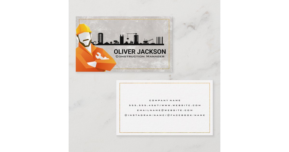 Construction Site | Worker Holding Wrench Business Card | Zazzle