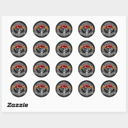Construction Skull 3 With Red Hard Hat Classic Round Sticker | Zazzle