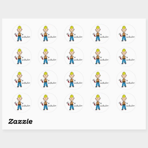 Construction Stick Figure Sticker | Zazzle
