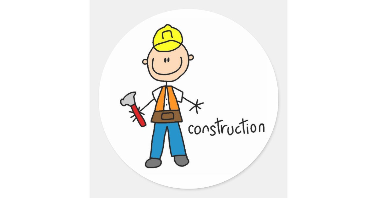 Construction Stick Figure Sticker | Zazzle