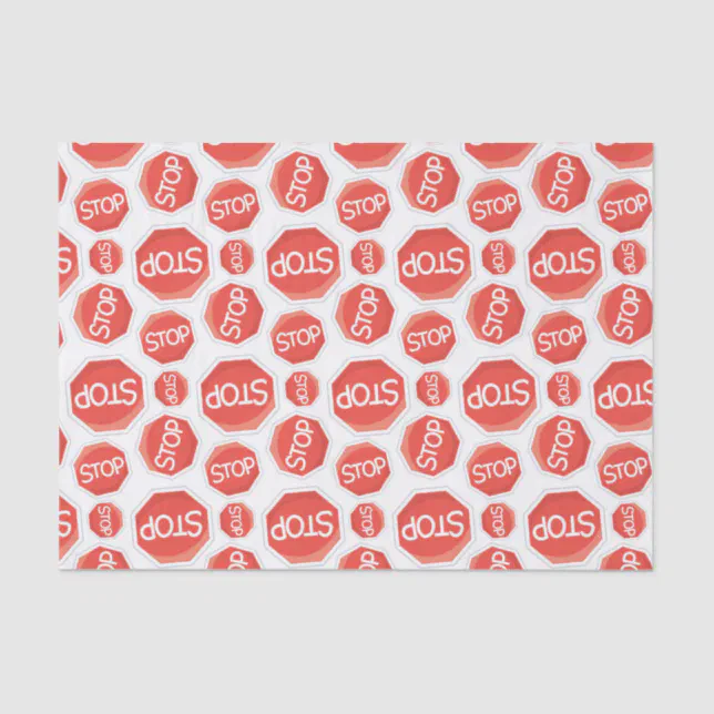 Construction stop sign pattern party tissue paper | Zazzle