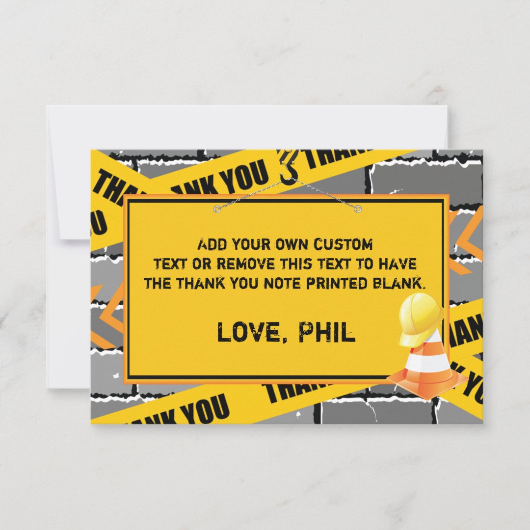 Construction Thank You Cards | Zazzle