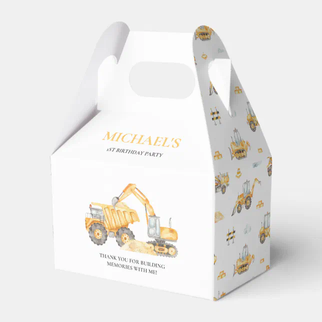 Construction Theme Birthday Favor Box | Zazzle